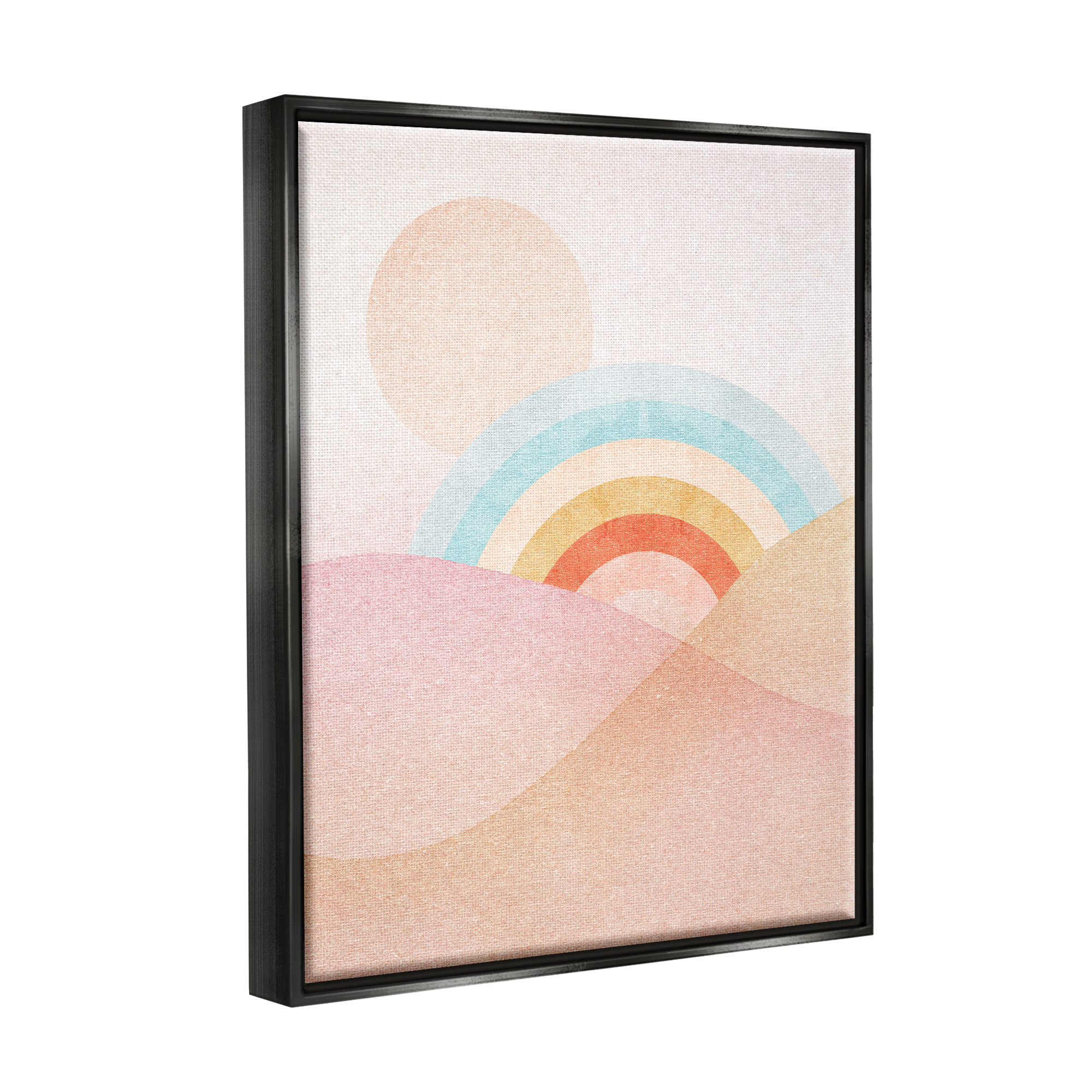 Ivy Bronx Rainbow Landscape Neutral Tones Framed Floater Canvas Wall Art By Lil' Rue | Wayfair
